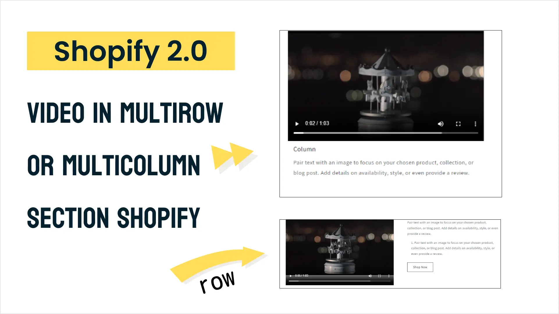Adding A Video In The Multirow or multicolumn Section in Dawn Theme