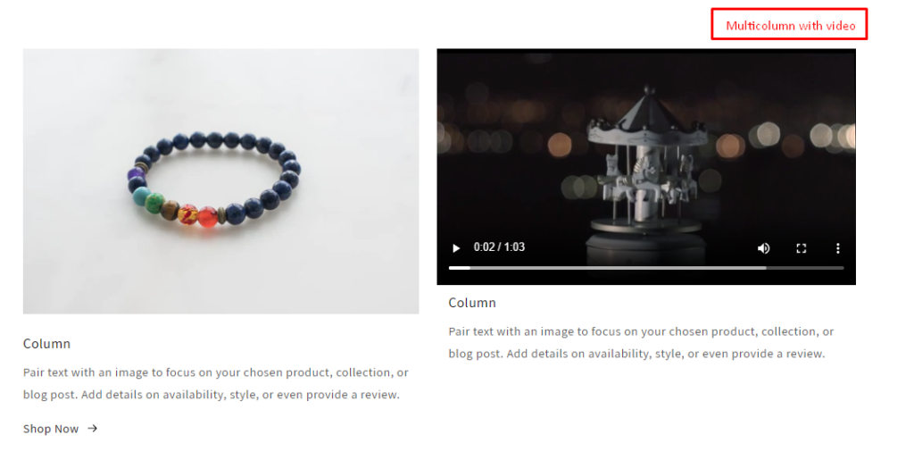 Adding A Video In The Multirow or multicolumn Section in Dawn Theme